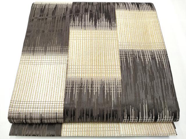 平和屋着物●西陣の名門　加納幸謹製　六通柄袋帯　市松霞文　金銀糸　正絹　逸品　CAAZ4139hy