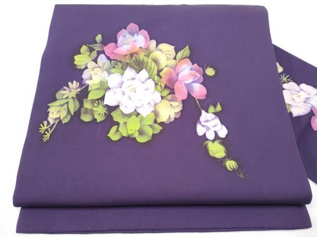 平和屋着物●塩瀬　九寸名古屋帯　手描き　草花文　金彩　正絹　逸品　CAAZ4162hy