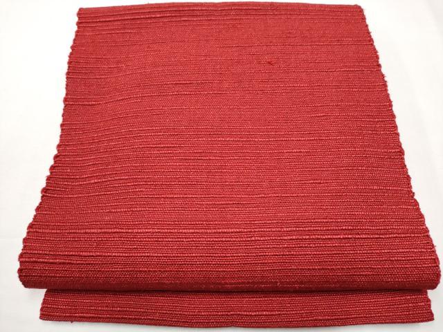 平和屋着物●信州紬　八寸名古屋帯　赤紅色　正絹　逸品　CAAZ4185hy