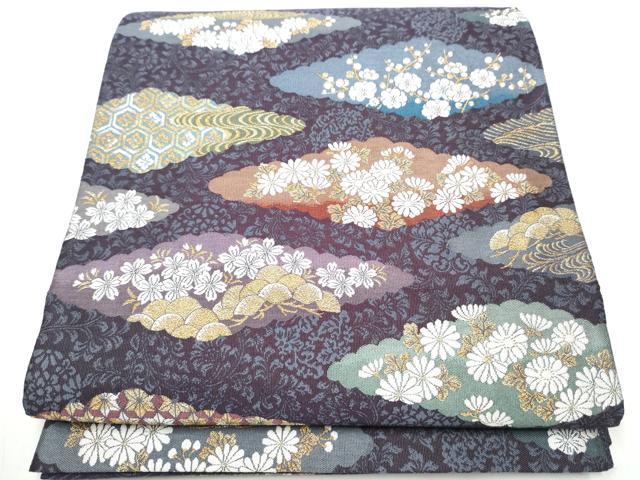 平和屋着物●西陣　織善謹製　六通柄袋帯　染元　仲野人忍　黄橡染　雲取り吉祥花文　金糸　証紙付き　正絹　逸品　CAAZ4197hy