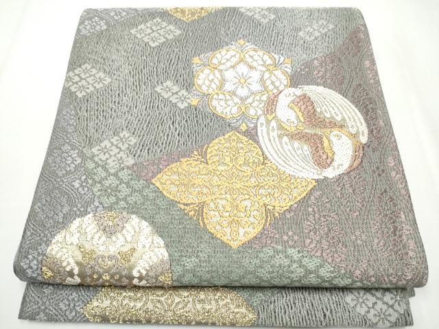 平和屋着物●六通柄袋帯　裂取正倉院華文　金銀糸　正絹　逸品　CAAZ4203hy