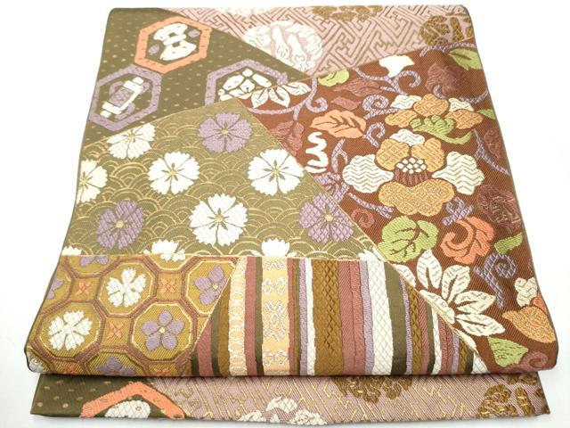 平和屋着物●六通柄　本袋帯　唐織　切嵌花文　金糸　正絹　逸品　CAAZ4226hy
