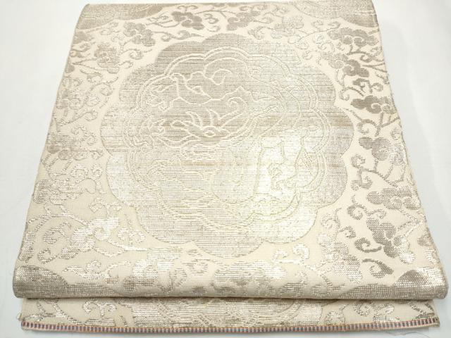 平和屋着物●龍村美術織物　たつむら　六通柄　本袋帯　唐草龍文　銀糸　正絹　逸品　CAAZ4263hy