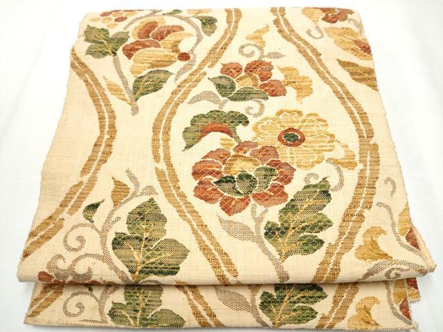 平和屋着物●八寸名古屋帯　紬地　立涌枝花文　正絹　逸品　CAAZ4270hy