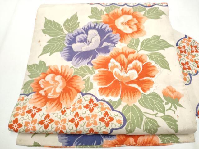 平和屋着物●アンティーク　大正ロマン　九寸名古屋帯　刺繍　雲重ね花文　正絹　逸品　CAAZ4296hy
