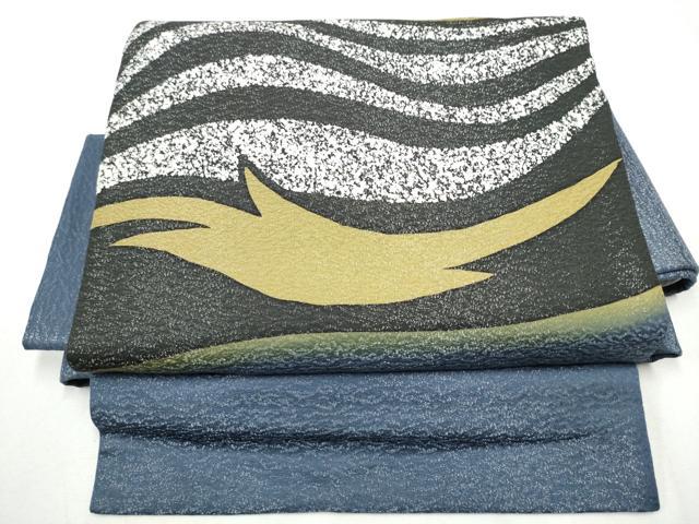 平和屋着物●ワンタッチつけ帯　霞文　銀通し地　正絹　逸品　CAAZ4308hy