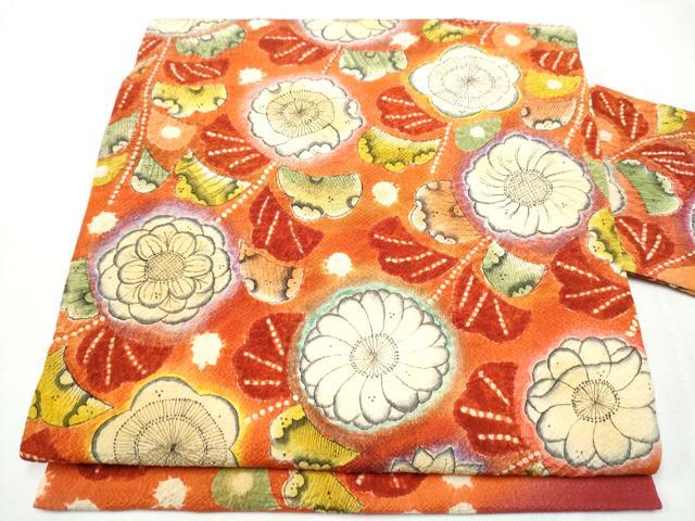 平和屋着物●九寸名古屋帯　作家物　絞り　辻が花　鬼しぼ縮緬　正絹　逸品　CAAZ4330hy