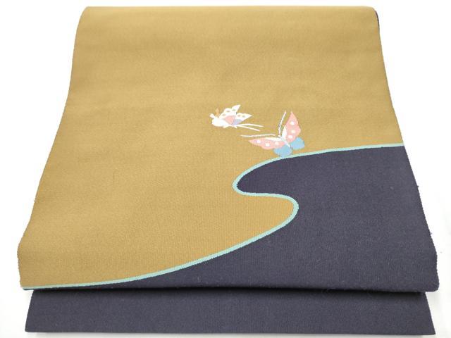 平和屋着物●爪掻き本綴れ　八寸名古屋帯　舞蝶文　正絹　逸品　CAAZ4331hy