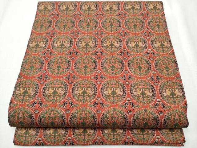 平和屋着物●龍村美術織物　九寸開き名古屋帯　円文白虎朱雀錦　正絹　逸品　CAAZ4388hy