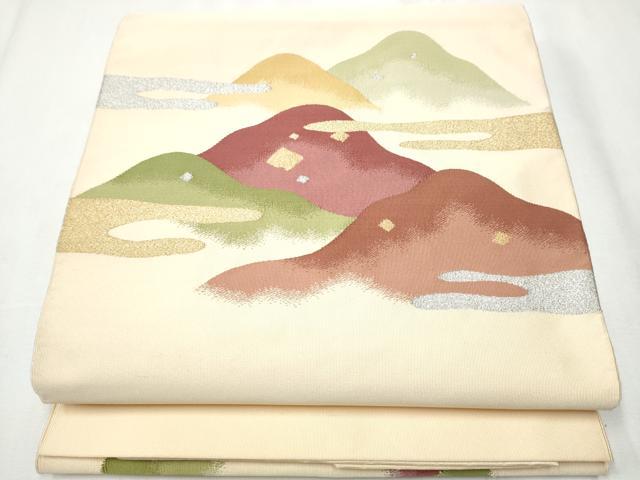 平和屋着物○八寸名古屋帯 綴れ 遠山文 金銀糸 正絹 逸品 CAAZ4390hy