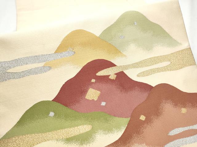 平和屋着物○八寸名古屋帯 綴れ 遠山文 金銀糸 正絹 逸品 CAAZ4390hy