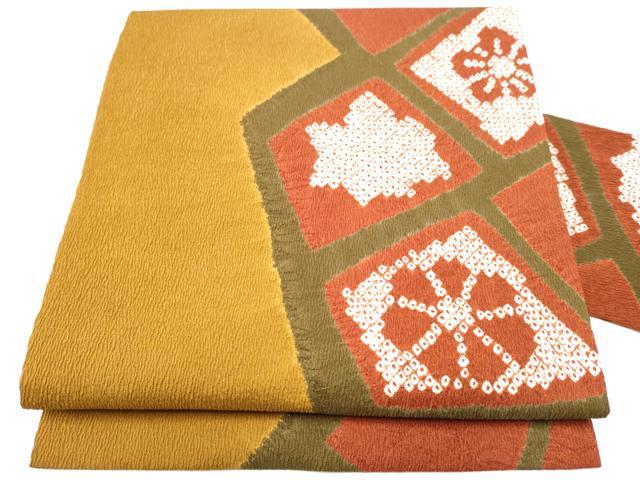 平和屋着物●九寸名古屋帯　絞り　吉祥花文　正絹　逸品　CAAZ4391hy