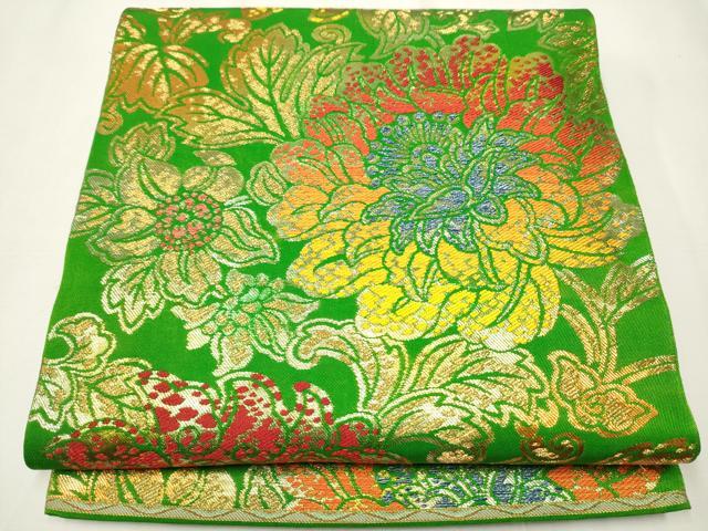 平和屋着物●六通柄　本袋帯　印金大牡丹錦　正絹　逸品　CAAZ4400hy