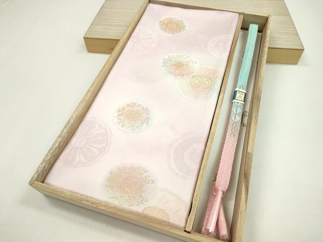 平和屋着物●和装小物　帯締め・帯揚げセット　地紋起こし　絵皿花文　暈し染め　金糸　逸品　未使用　CAAZ6043ju