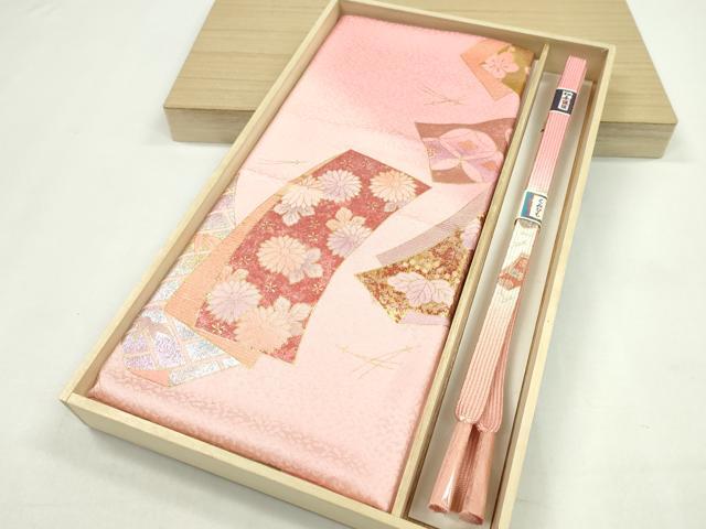 平和屋着物●和装小物　帯締め・帯揚げセット　短冊吉祥花文　金銀彩　高麗組　逸品　未使用　CAAZ6047ju