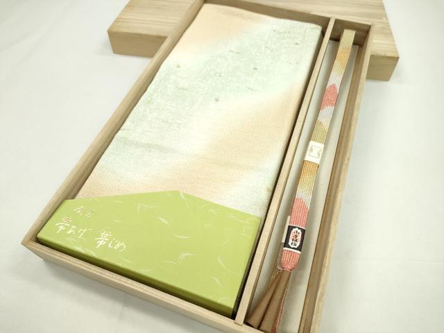 平和屋着物●和装小物　帯締め・帯揚げセット　溢れ松葉　楓　たたき染　金銀彩　縮緬　高麗組　逸品　未使用　CAAZ6054ju