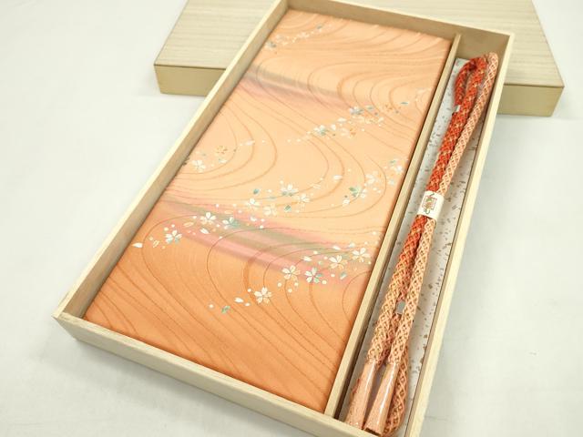 平和屋着物●和装小物　帯締め・帯揚げセット　流水舞桜文　暈し染め　丸組　逸品　未使用　CAAZ6059ju