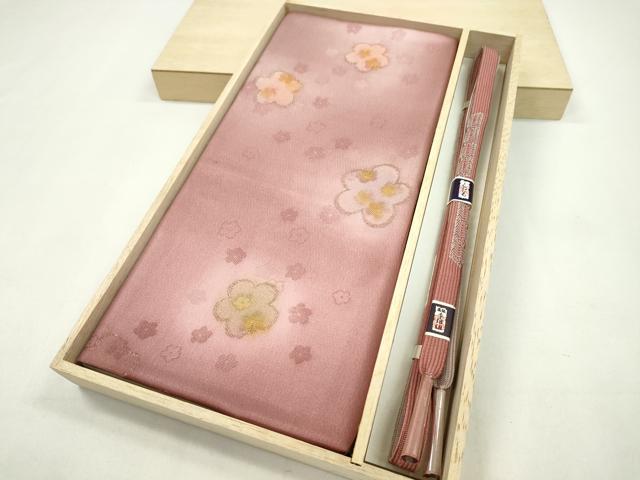 平和屋着物●和装小物　帯締め・帯揚げセット　地紋起こし　梅　暈し染め　金糸　高麗組　逸品　未使用　CAAZ6067ju