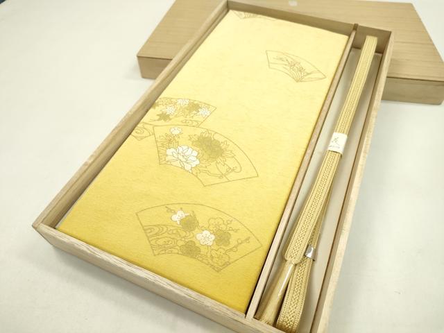 平和屋着物●和装小物　帯締め・帯揚げセット　地紙流水花文　暈し染め　金彩　逸品　未使用　CAAZ6083ju