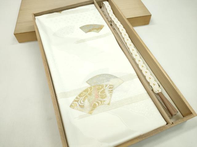 平和屋着物●和装小物　帯締め・帯揚げセット　礼装用　地紙重ね飛鶴流水花文　金銀彩　逸品　未使用　CAAZ6221ju