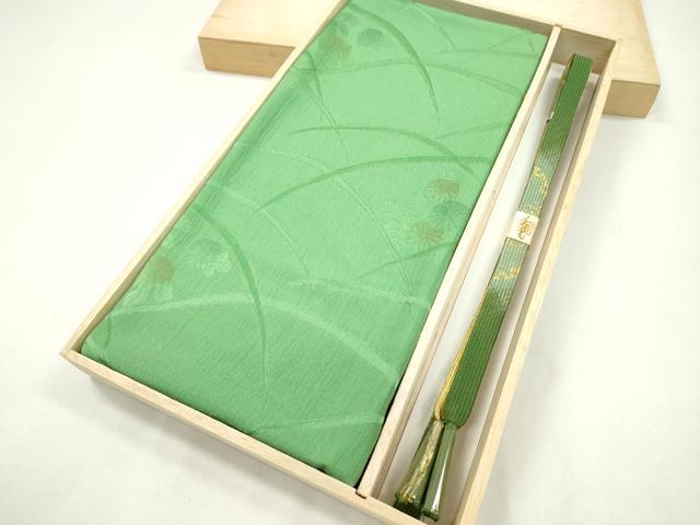 平和屋着物●和装小物　帯締め・帯揚げセット　地紋起こし　芝草菊文　高麗組　金糸　逸品　未使用　CAAZ6225ju