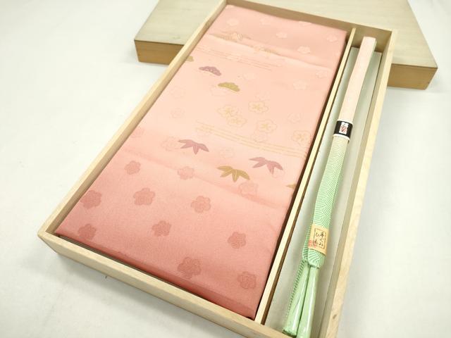 平和屋着物●和装小物　帯締め・帯揚げセット　松竹梅　暈し染め　金彩　逸品　未使用　CAAZ6239ju