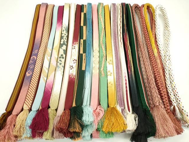 平和屋着物●和装小物　帯締め20本セット　高麗組　丸組　金糸　未使用あり　逸品　CAAZ6248ju