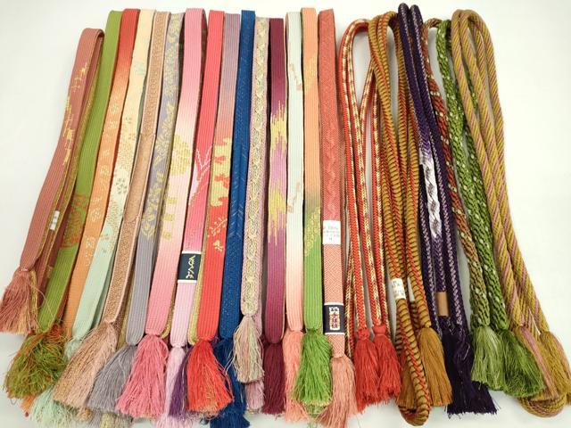 平和屋着物●和装小物　帯締め20本セット　高麗組　丸組　金糸　長尺あり　未使用あり　逸品　CAAZ6262ju