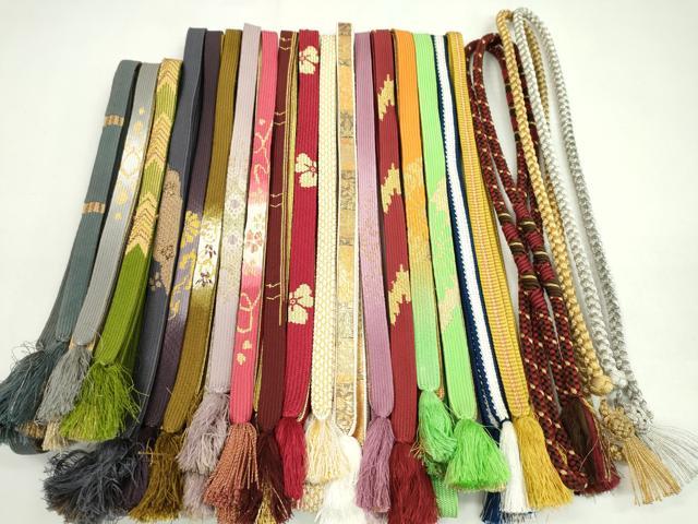 平和屋着物●和装小物　帯締め20本セット　高麗組　礼装用　丸組　金糸　長尺あり　未使用あり　逸品　CAAZ6265ju