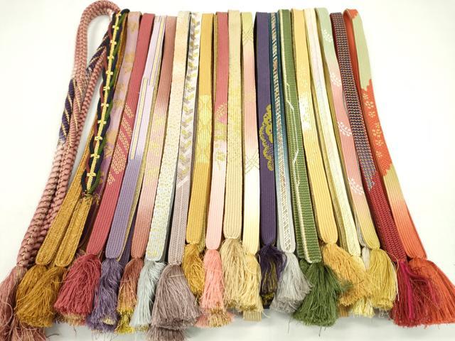 平和屋着物●和装小物　帯締め20本セット　高麗組　丸組　金糸　逸品　CAAZ6287ju