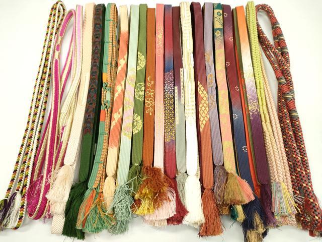 平和屋着物●和装小物　帯締め20本セット　高麗組　笹浪組　鴨川組　金糸　逸品　CAAZ6293ju