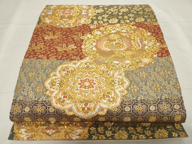 平和屋着物●綴れ　六通柄袋帯　唐織　正倉院鳳凰花文　金銀糸　正絹　逸品　CAAZ6436dy
