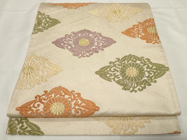 平和屋着物●六通柄袋帯　唐織　菱花文　金糸　正絹　逸品　CAAZ6453dy