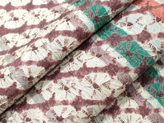 平和屋着物●上質な紬　総絞り　蜘蛛絞り　縞　正絹　逸品　CAAZ6498dy