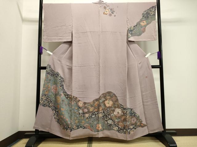 平和屋着物●訪問着　作家物　辻が花　手描き　絞り　鬼しぼ縮緬　正絹　逸品　未使用　CAAZ6501dy
