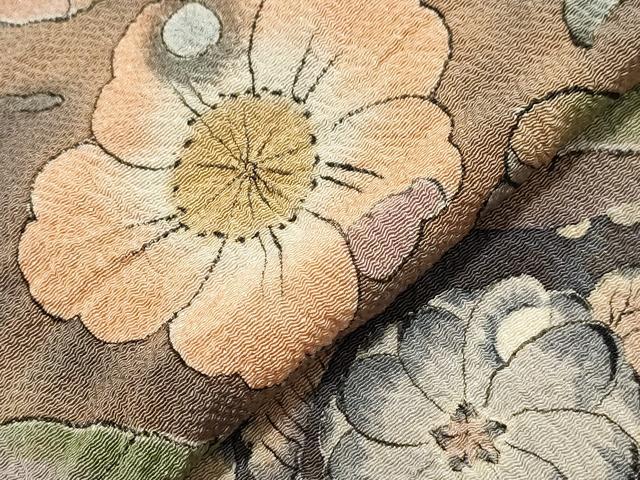 平和屋着物○訪問着 作家物 辻が花 手描き 絞り 鬼しぼ縮緬 正絹 逸品