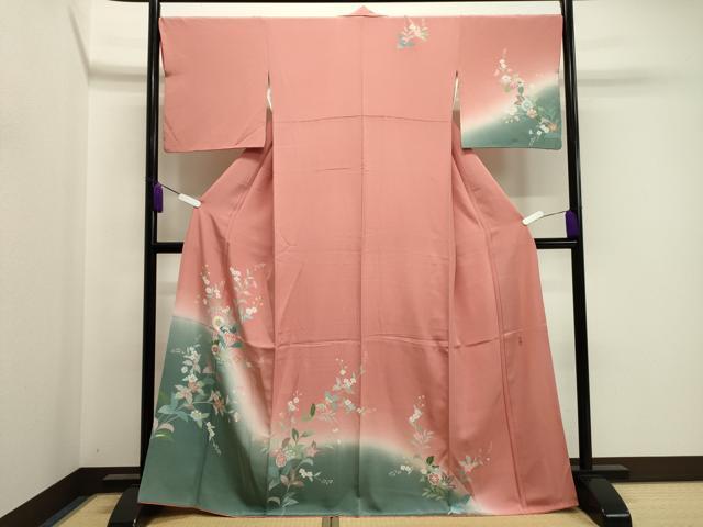 平和屋着物●訪問着　友禅　作家物　草花文　暈し染め　正絹　逸品　CAAZ6506dy