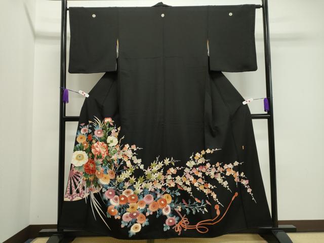 平和屋着物●本加賀友禅作家　寺西次作　黒留袖　花車文　金彩　正絹　逸品　CAAZ6513dy