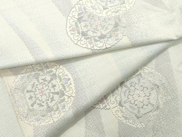 平和屋着物●本場大島紬　白大島　9マルキ　絵皿花文　正絹　逸品　CAAZ8005vf