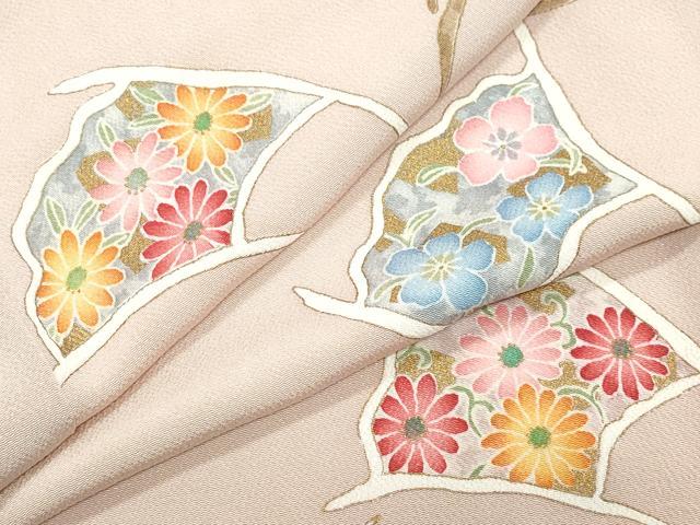 平和屋着物●上質な小紋　吉祥花文　金彩　鬼しぼ縮緬　正絹　逸品　CAAZ8045vf