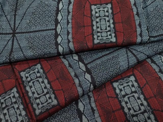 平和屋着物●本場大島紬　割り込み絣　吉祥文　正絹　逸品　CAAZ8049vf