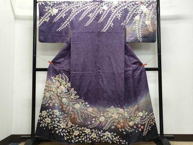 平和屋着物●訪問着　絞り　辻が花　銀通し地　正絹　逸品　CAAZ8078vf