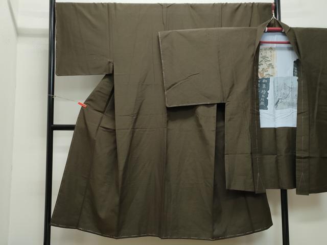 平和屋着物●男性　紬　アンサンブル　涅色　正絹　逸品　未使用　CAAZ8083vf