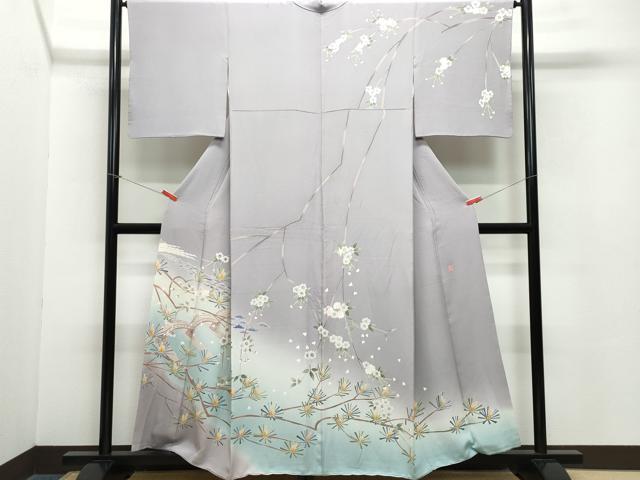 平和屋着物●本加賀友禅作家　前川 哲　訪問着　渡り橋枝松花文　暈し染め　正絹　逸品　CAAZ8090vf