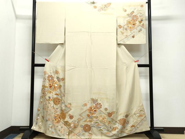 平和屋着物●訪問着　総刺繍　吉祥草花文　金彩　正絹　逸品　CAAZ8113vf
