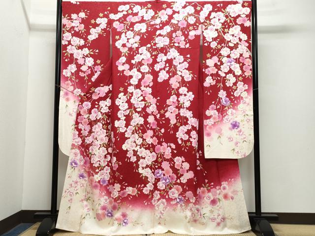 平和屋着物●豪華振袖　枝垂れ花文　暈し染め　金彩　鈴乃屋扱い　正絹　逸品　CAAZ8136vf