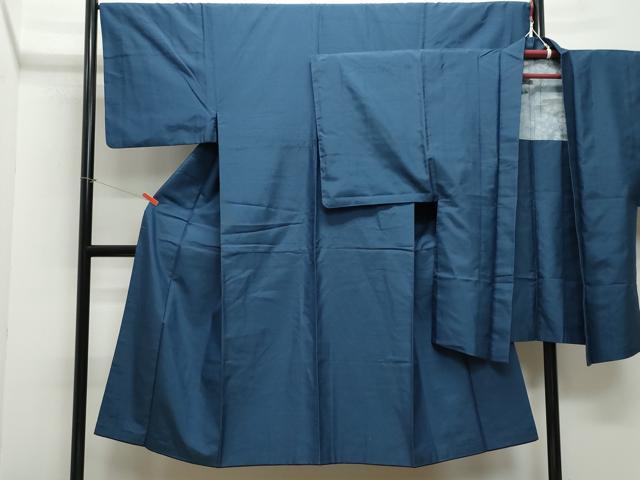 平和屋着物●男性　紬　アンサンブル　深縹色　正絹　逸品　CAAZ8138vf