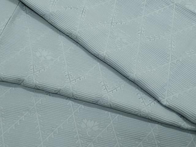 平和屋着物●上質な色無地　菱花地紋　灰青色　正絹　逸品　CAAZ8149vf