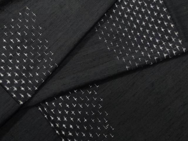 平和屋着物●上質な紬　十字絣　黒地　正絹　逸品　CAAZ8169vf