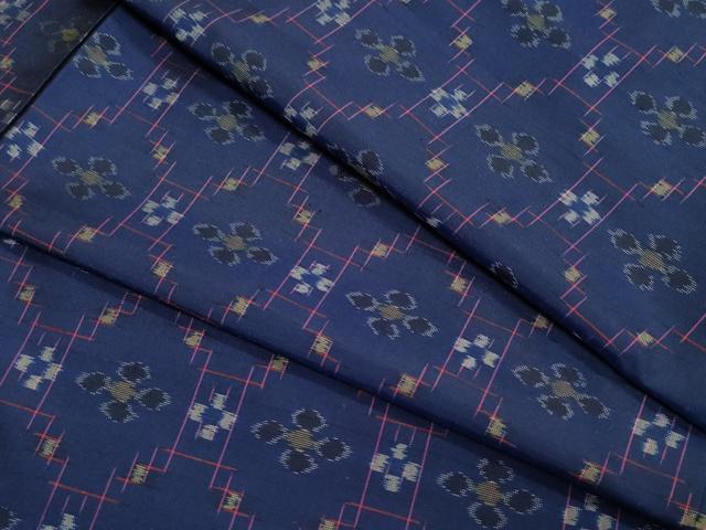 平和屋着物●本場琉球絣　紬　吉祥花文　正絹　逸品　CAAZ8205vf